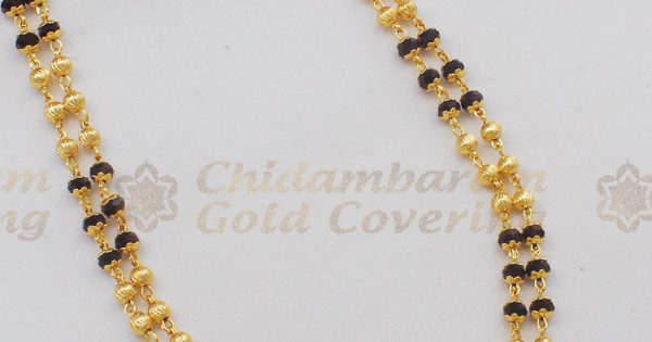 CCRY15 - 24 Inches Double Line One Gram Gold Chain With Black Crystal ...