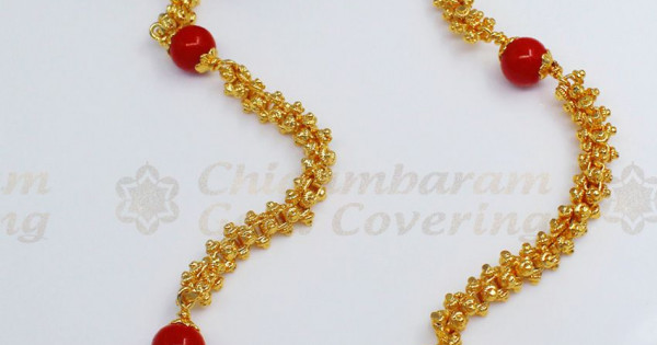 CDAS21-LG Ruby Beads Gold Plated Long Chain Designs For Womens
