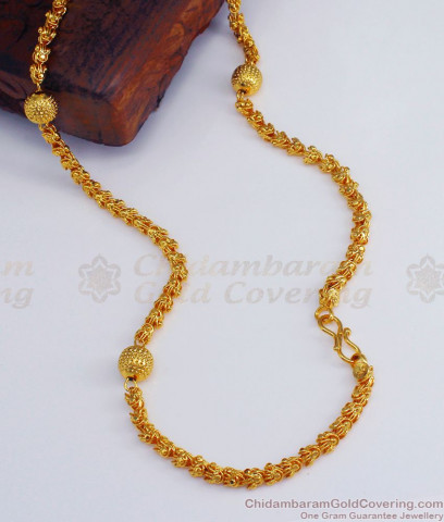 Real Impon SIngle Line Gold Mugappu Thali Chain Design MCH948