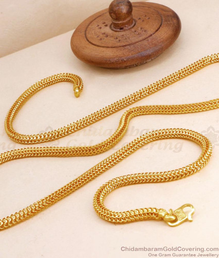 CKMN113 One Gram Gold Chain Ruby White Mani Malai Collections