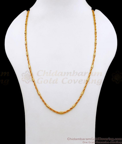 CKMN109 Double Line White Pearl Ball One Gram Gold Chain For Ladies