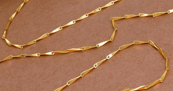 CGLM131 Thin Wheat Design Micro Gold Plated Chain For Daily Wear