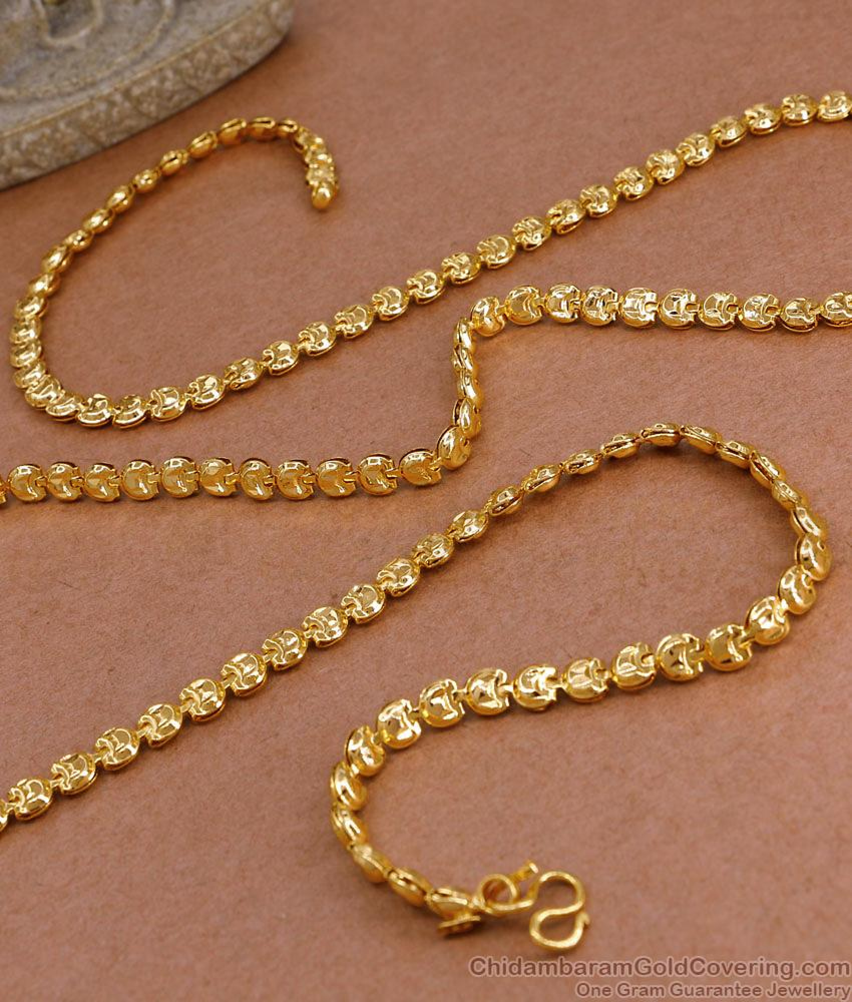 CHRT105-LG 30 Inch Long Floral Design Micro Gold Plated Plain Chain ...
