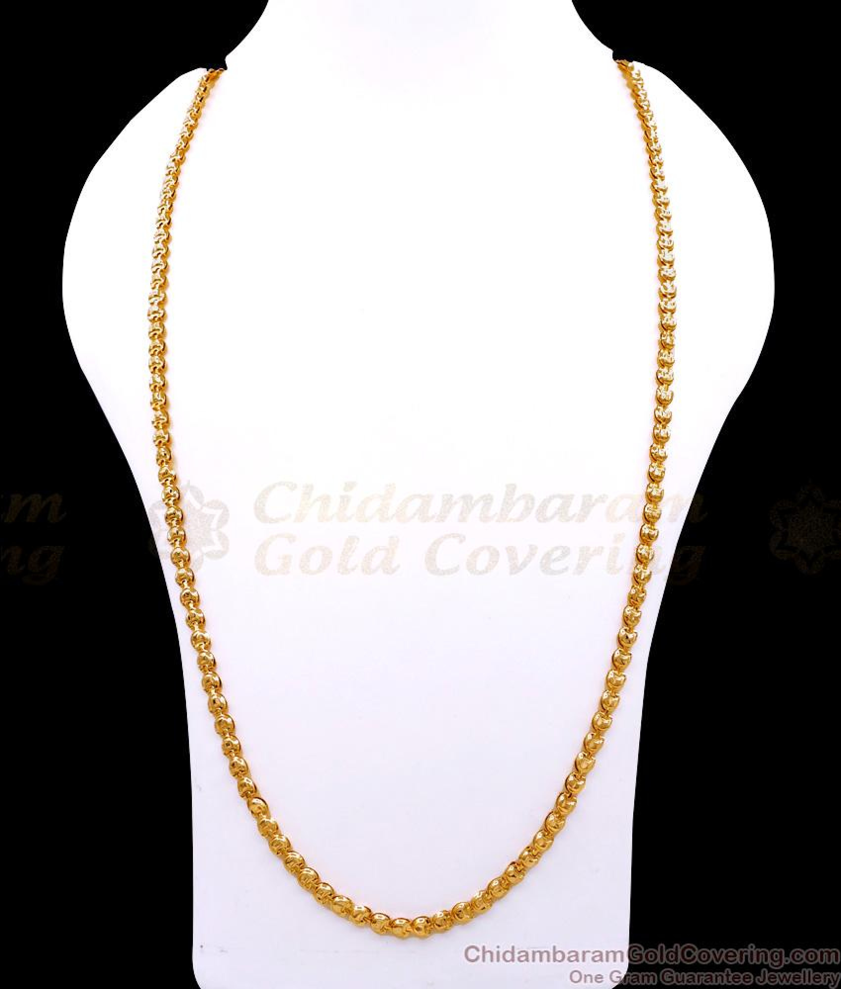 CHRT105-LG 30 Inch Long Floral Design Micro Gold Plated Plain Chain ...