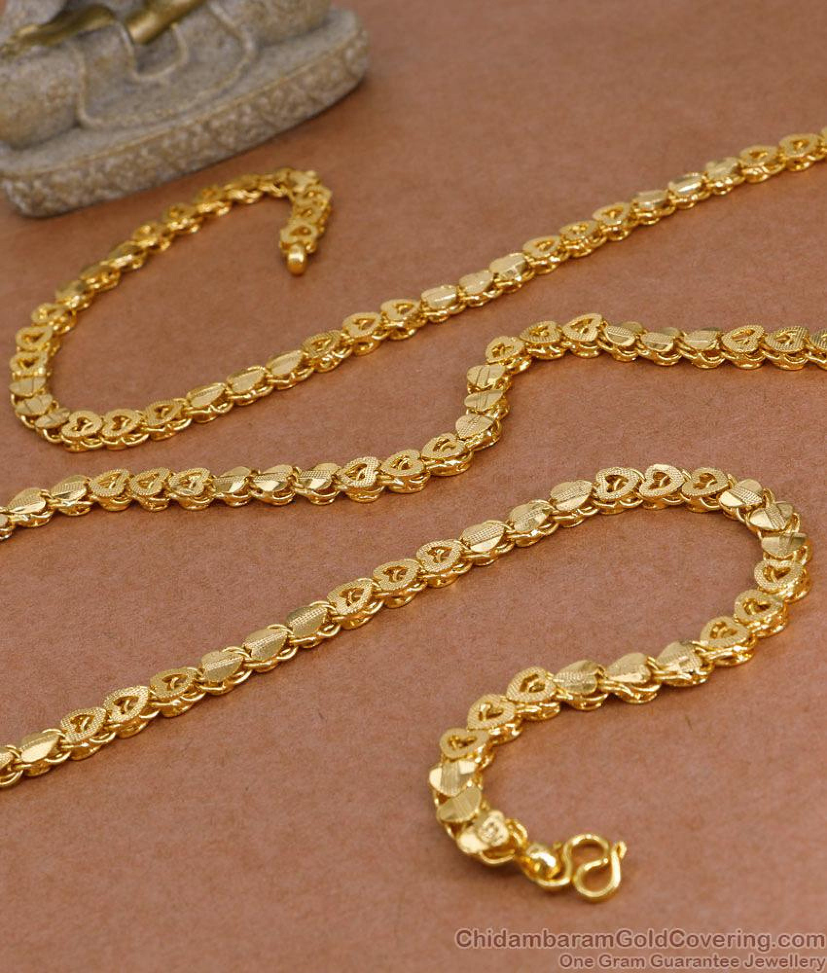 CHRT107-LG 30 Inch Long Heart Shaped Gold Imitation Chain Design For Women