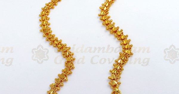 CHRT49 Attractive Heart Model Gold Long Chain with Beads Buy Online