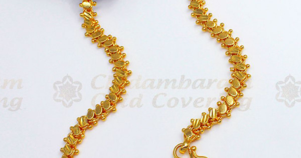 CHRT54 Oval With Beads Gold Plated Long Chain Collections