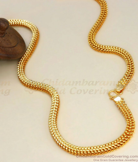 CKMN106 Plain Gold Chain Black Pearls Daily Wear