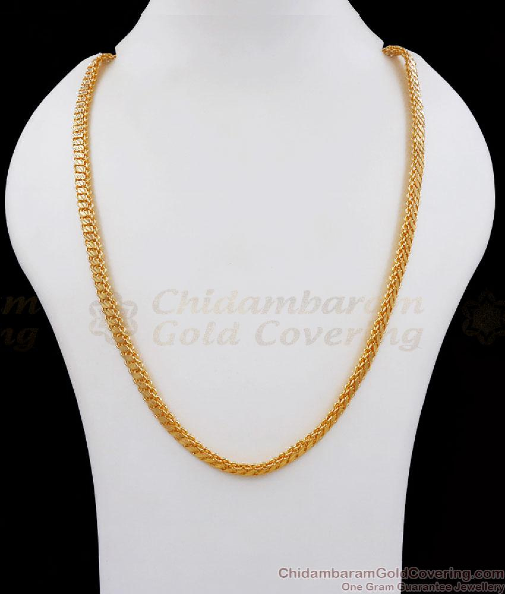 CHRT82 Traditional V Cut Gold Plated Chain Oval Shaped Plain Design