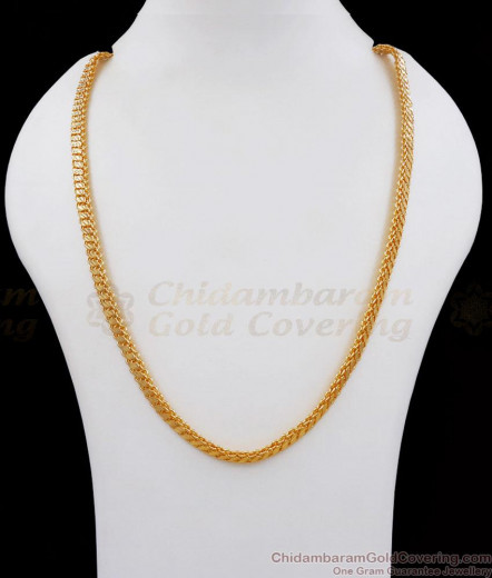 CHRT82 Traditional V Cut Gold Plated Chain Oval Shaped Plain Design