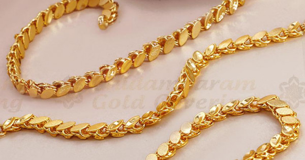 CHRT87 24 Inches Latest One Gram Gold Chain Leaf Design