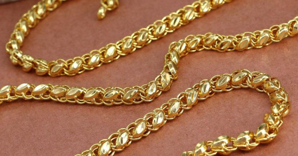 CHRT90 Real Gold Design Leaf Cutting Gold Chain Guaranteed Jewelry