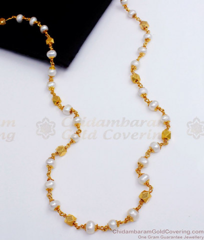 CKMN48 Thin Gold Mani Malai One Gram Gold Chain Design For Daily Use ...