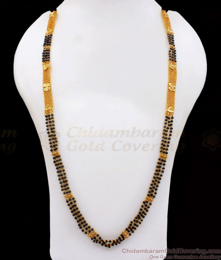 CKMN108 Attractive Black Pellets 3 Line Gold Plated Chain Traditional ...