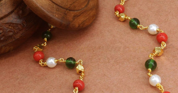 CKMN10 One Chidambaram Gold Plated Jewellery Kerala Navamani Malai ...