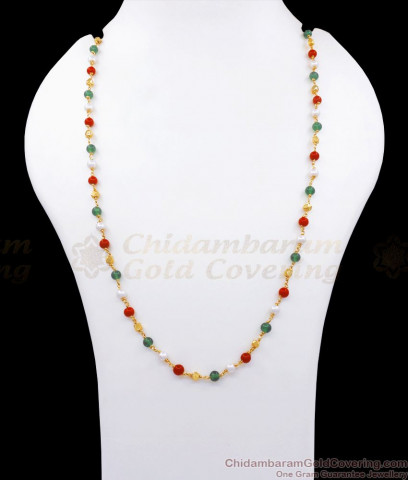 CKMN61 - Pavala Mani Malai One Gram Gold Chain Design For Daily Use