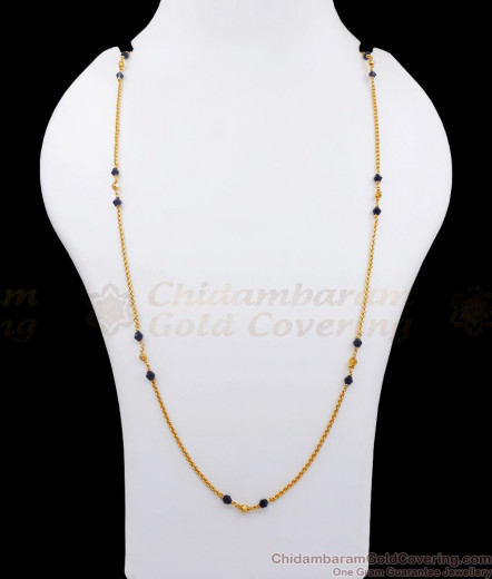 CKMN114 Thin Gold Plated Karugamani Chain Black Beads Collections