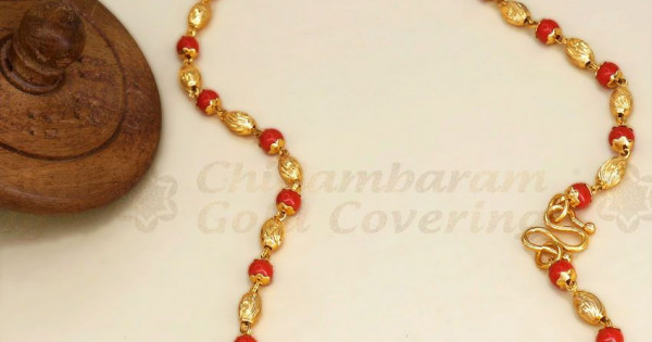 CKMN116 Red Pavalam Stone Gold Imitation Chain Shop Online