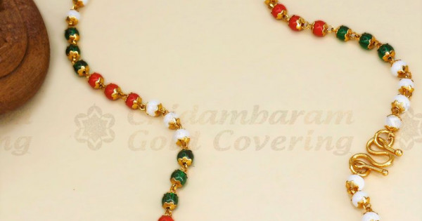 CKMN117 Unisex Multi Coral Stone Gold Plated Chain Daily Wear Collections