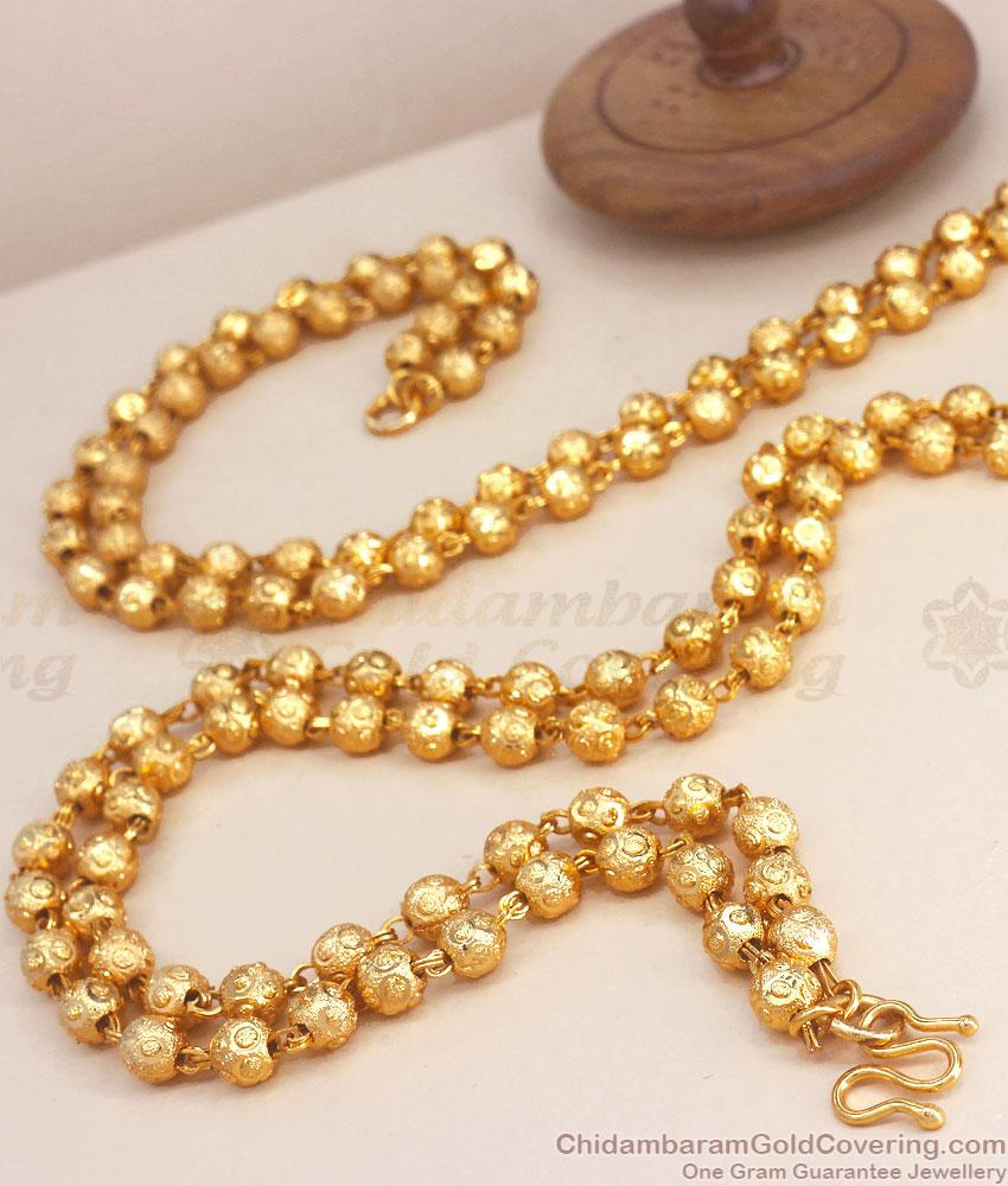 CKMN119 Full Beaded One Gram Gold Plated Chain Double Line Pattern Shop ...