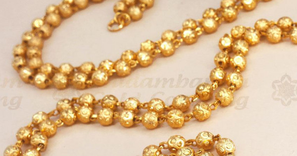 CKMN119 Full Beaded One Gram Gold Plated Chain Double Line Pattern Shop ...