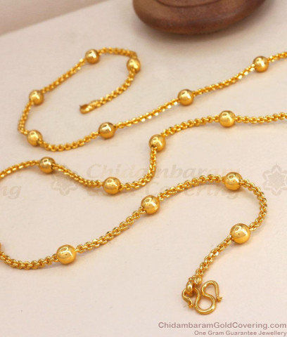 CKMN101 Gold Balls Design Long Gold Chain Daily Wear