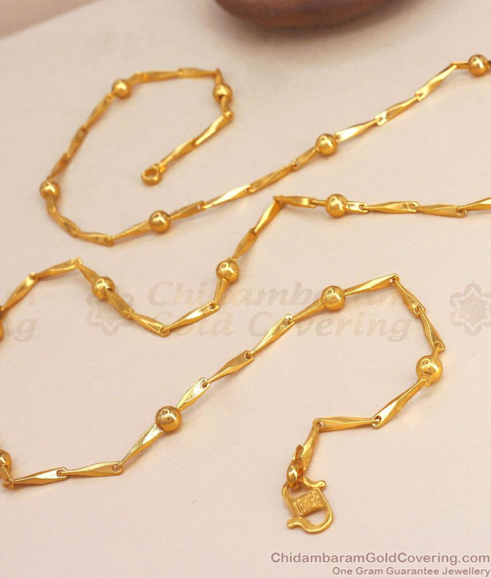 CKMN123 22K Gold Beaded Wheat Design Chain Gold Plated Online Jewelry ...