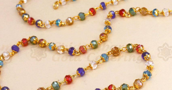 CKMN126 - Navamani Malai One Gram Gold Chain Multi Stone Shop Online