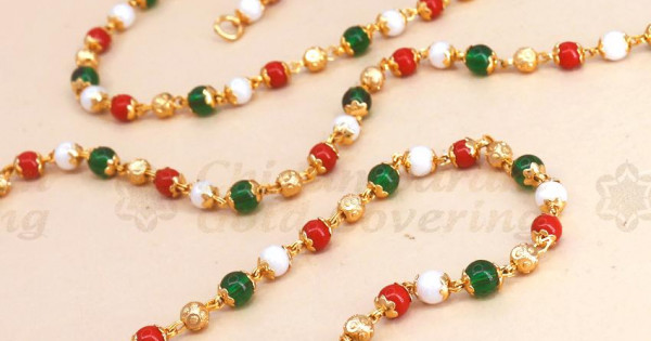 CKMN136 High Quality Gold Plated Navamani Malai Chains Shop Online