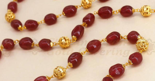CKMN146 Premium Ruby Stone Gold Imitation Chains Hyderabad Collections