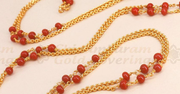CKMN148 New 2 Line Pavalam Gold Chain Daily Wear Designs