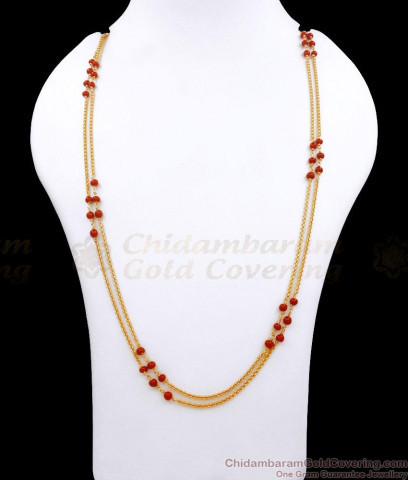 CKMN134 Stylish Calcutta Pattern Red Coral Stone Gold Imitation Chain ...
