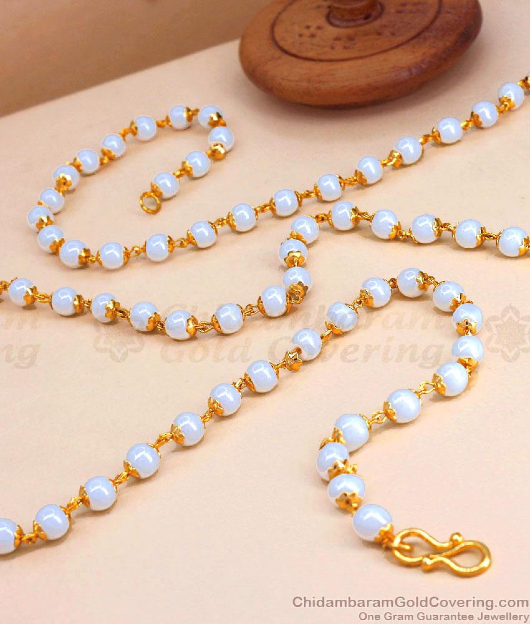 CKMN156-LG 30 Inch Long One Gram Gold Muthu Malai Pearl Chain For ...