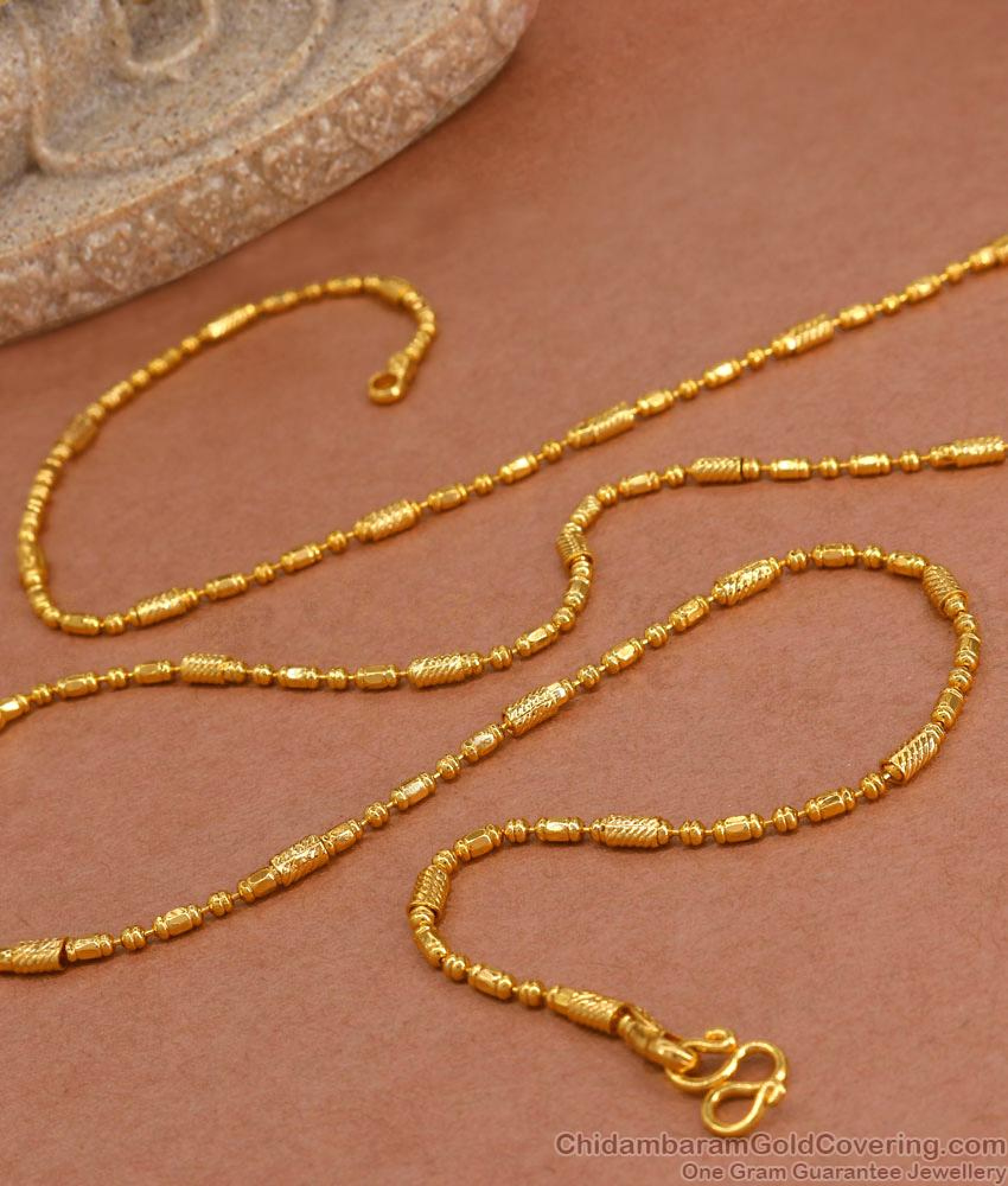 CKMN158 Beautiful Light Weight Gold Chain Small Cylindrical Design