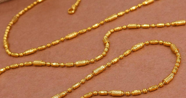 CKMN158 Beautiful Light Weight Gold Chain Small Cylindrical Design