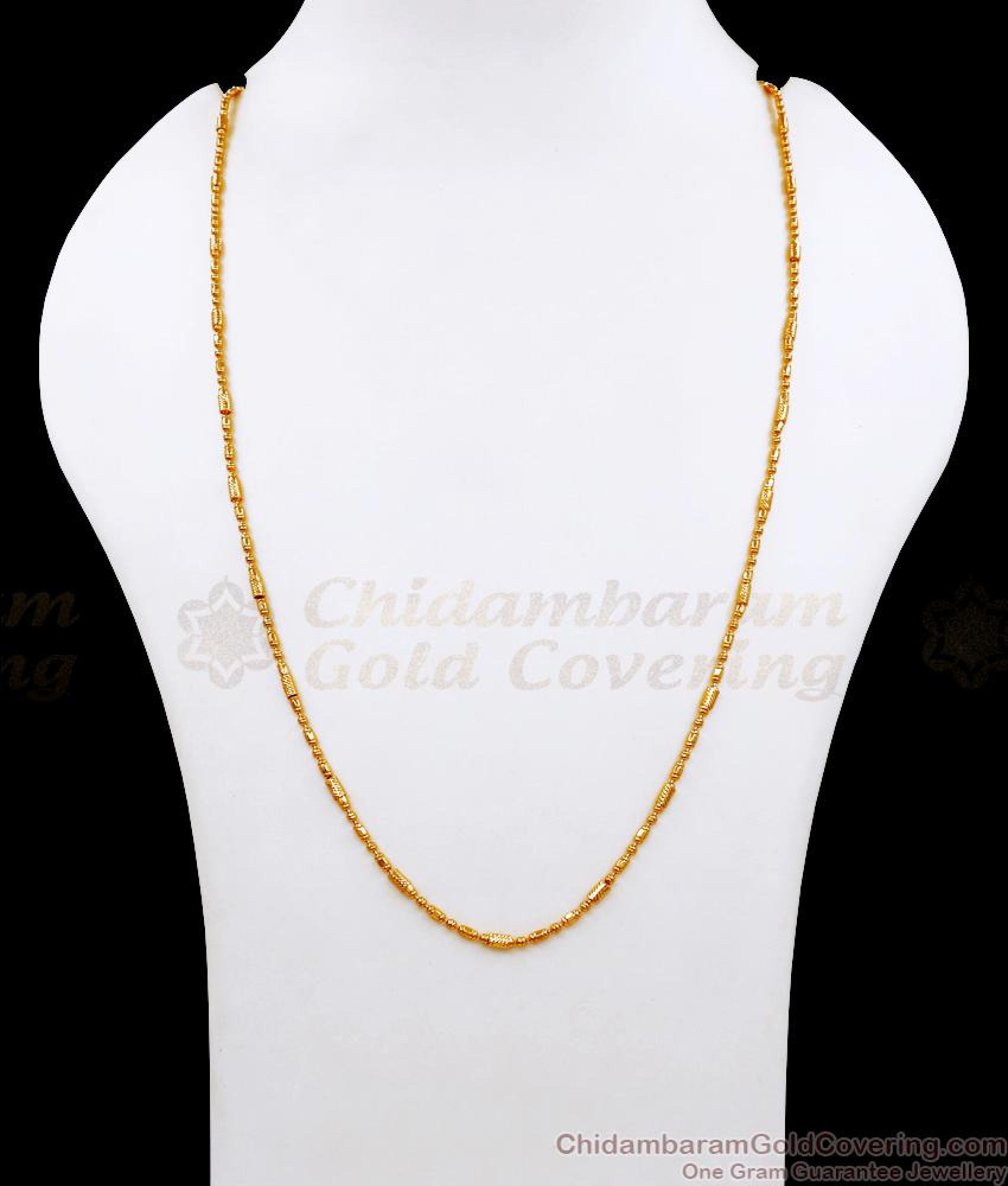 CKMN158 Beautiful Light Weight Gold Chain Small Cylindrical Design