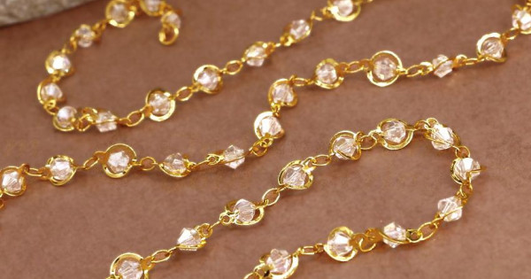 CKMN176 24 Inch White Stone Crystals Gold Plated Chain Online
