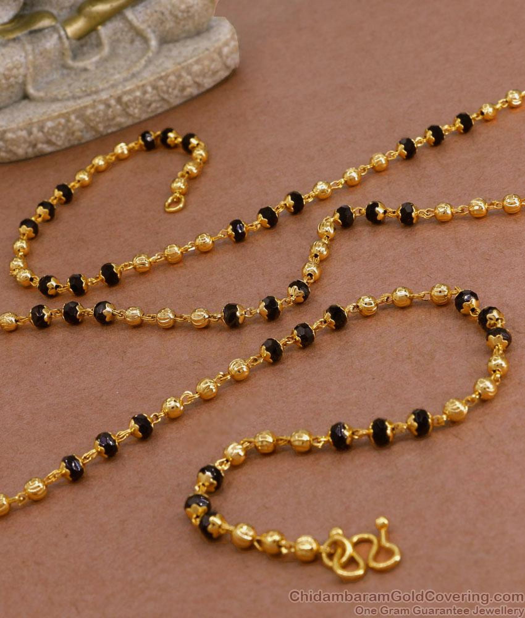 CKMN192-Lg 30 Inch Long 1 Gram Gold Beads Chain Karimani Malai Desigs