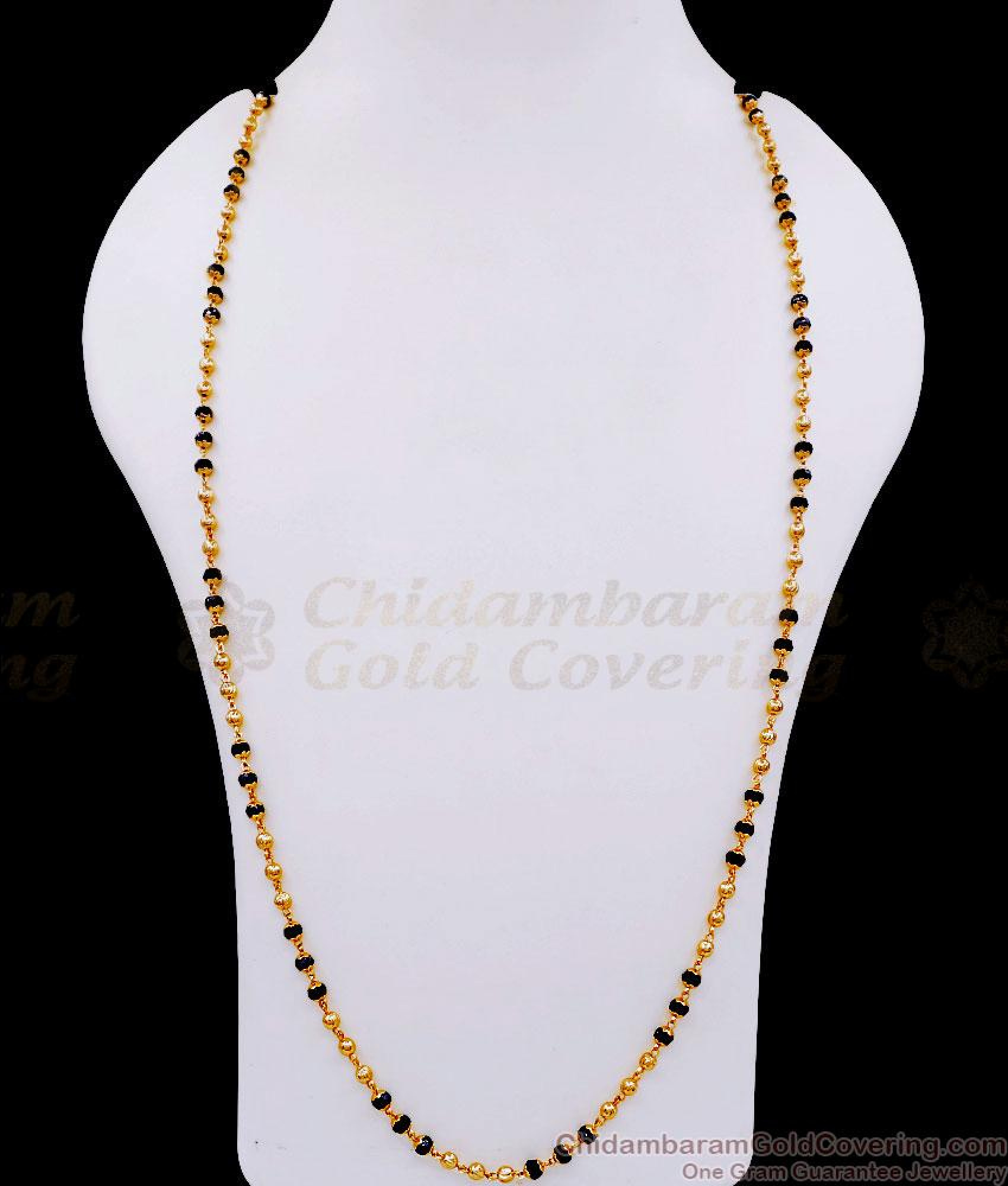 CKMN192-Lg 30 Inch Long 1 Gram Gold Beads Chain Karimani Malai Desigs