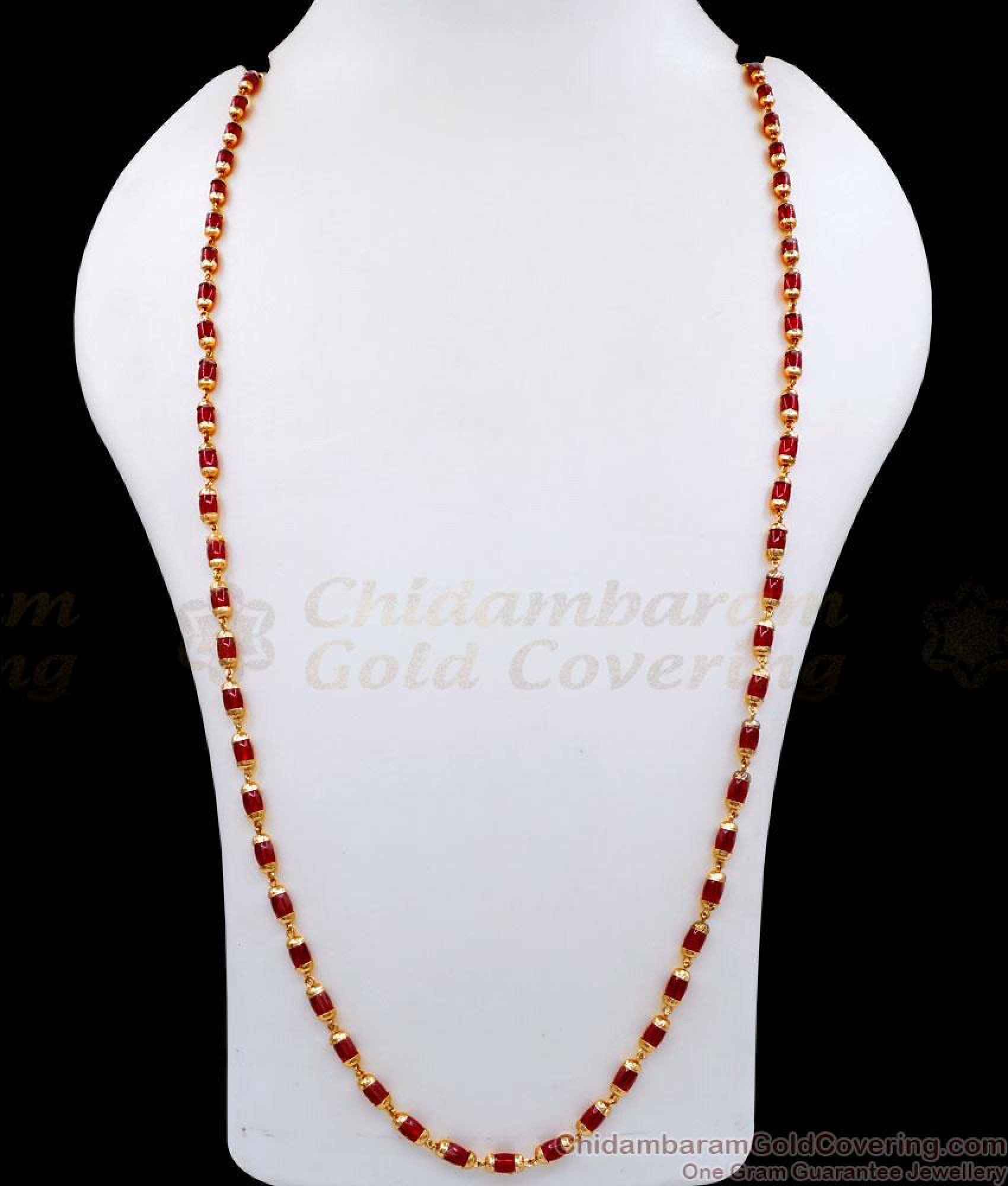 CKMN202-Lg 30 Inch Long Traditional Ruby Crystal Beads Gold Plated ...