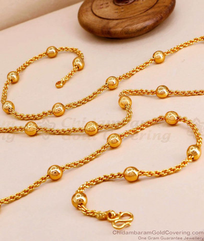 CDAS30-Lg 30 Inch Long Snake Pattern Gold Plated Chain Srilankan Design