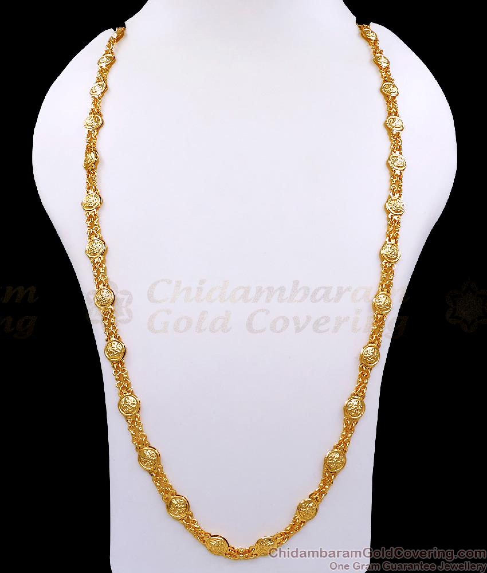 CKMN210-Lg 30 Inch 24Kt Lakshmi Kasu Long Gold Plated Chain Design Shop ...
