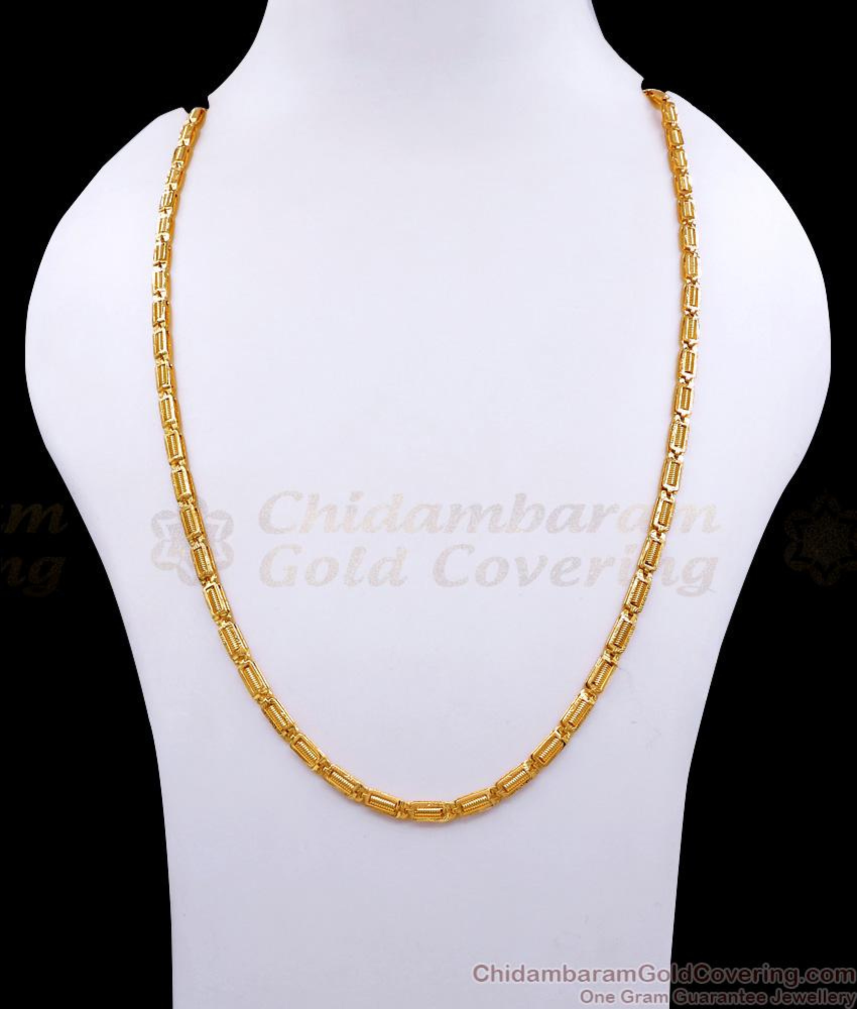 CKMN214 Stylish Pure Gold Tone Box Chain Spiral Design For Regular Use