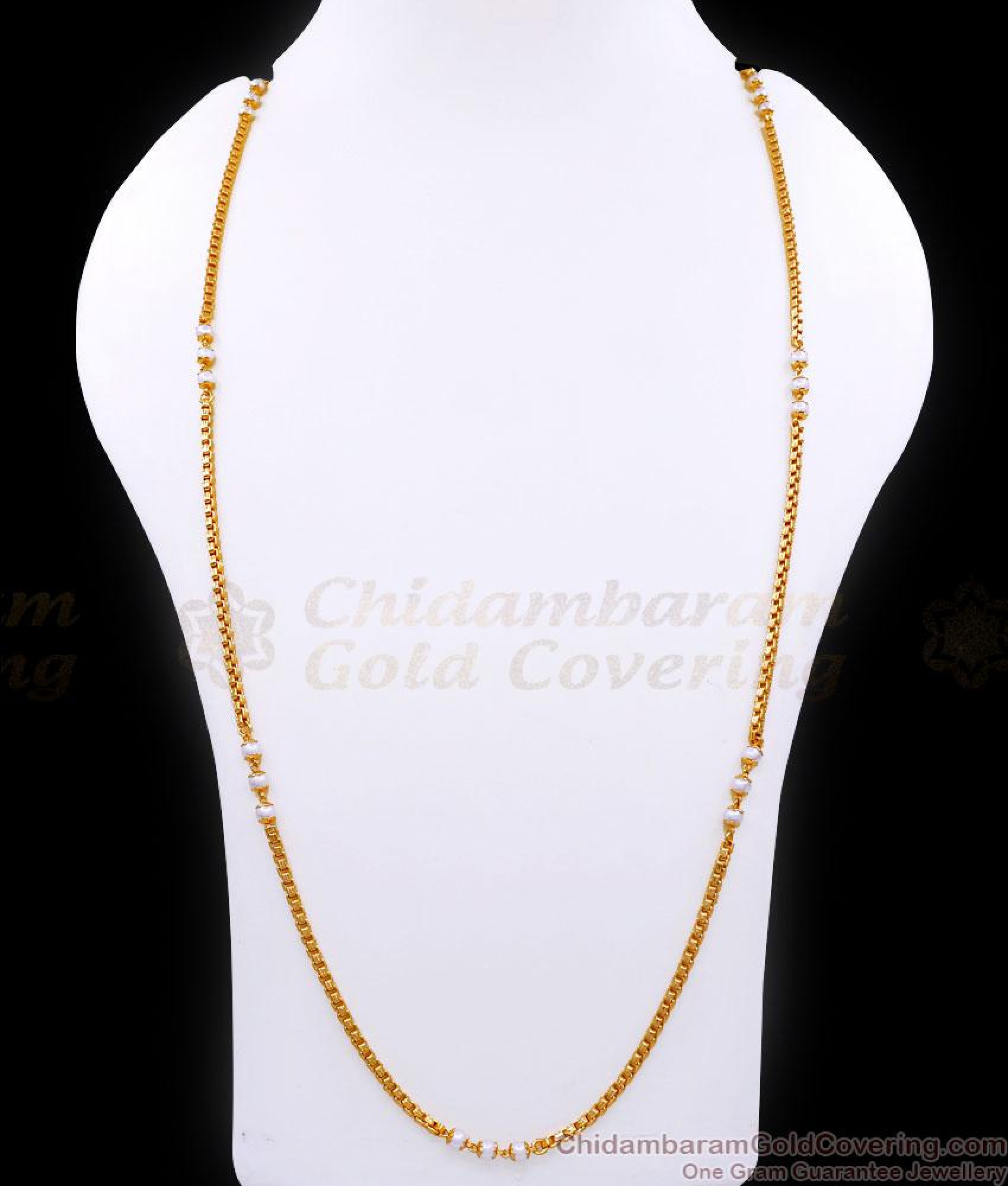 CKMN217-LG 30 Inch Long Traditional 1 Gram Gold Pearl Chain Collection ...