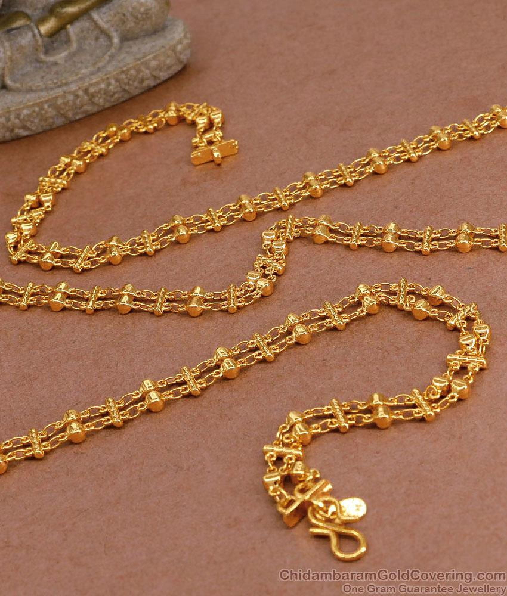 CKMN220-LG 30 Inch Long One Gram Gold Rettavadam Chain Design For Women