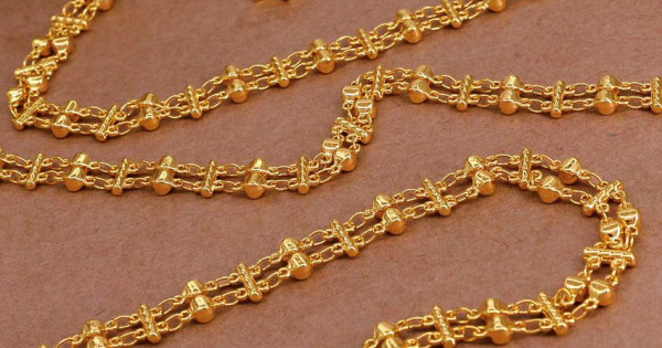 CKMN220-LG 30 Inch Long One Gram Gold Rettavadam Chain Design For Women