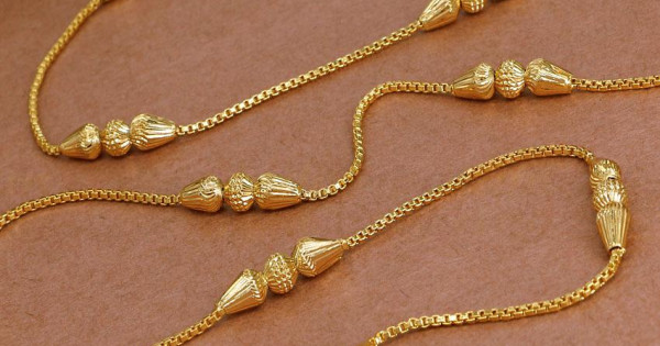 CKMN227 Real Gold Design Milagu Mani Chain Collections For Women
