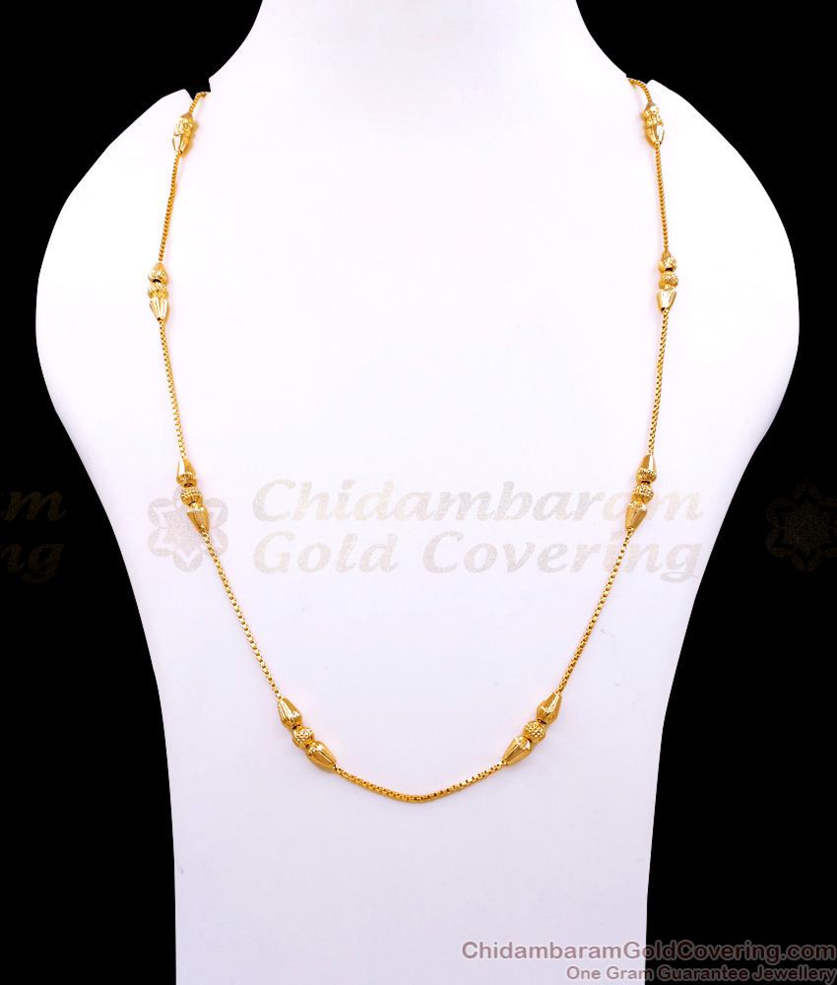 CKMN227 Real Gold Design Milagu Mani Chain Collections For Women