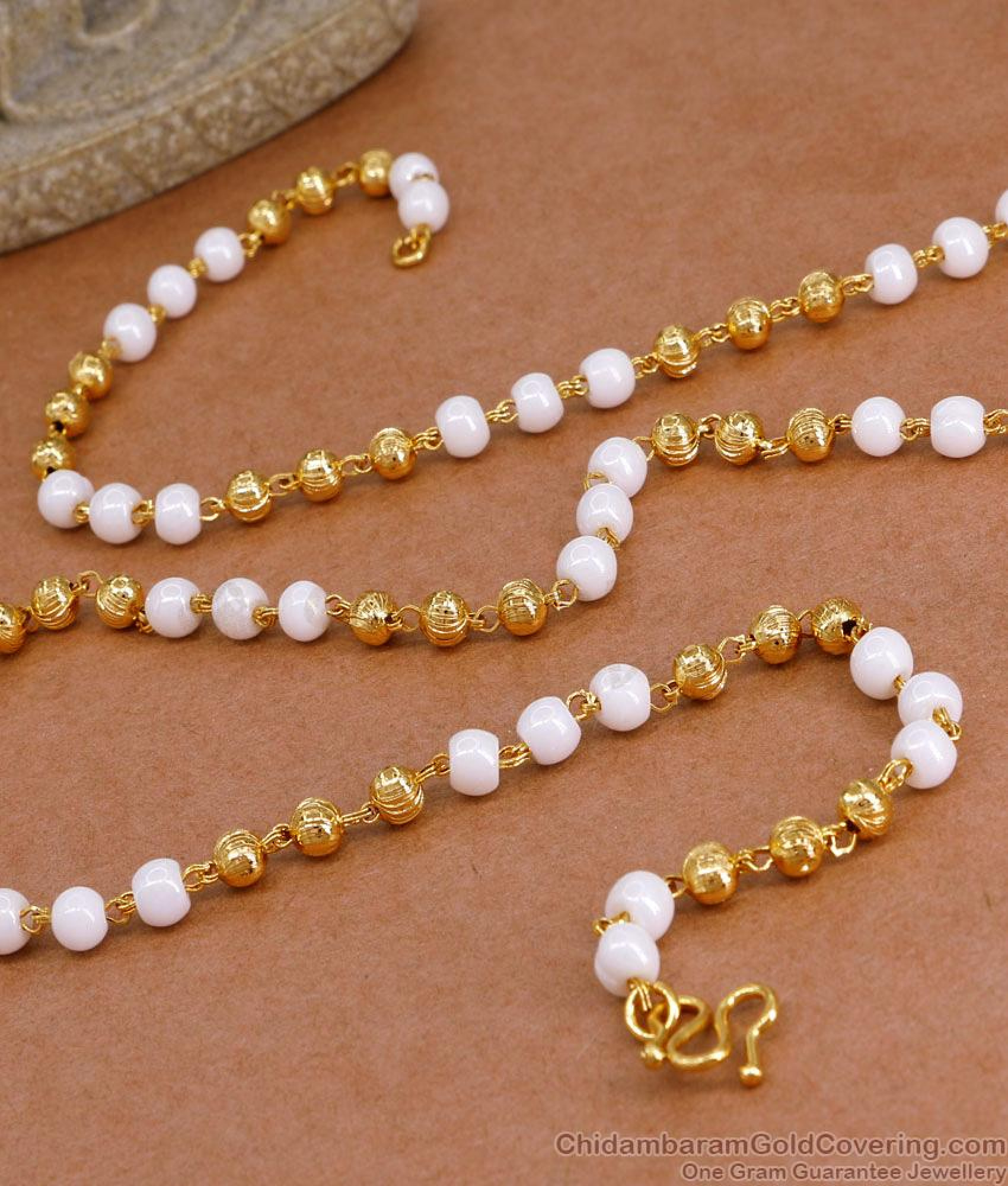 CKMN242 Classic Pearl Design Gold Imitation Milagu Mani Chain For Women