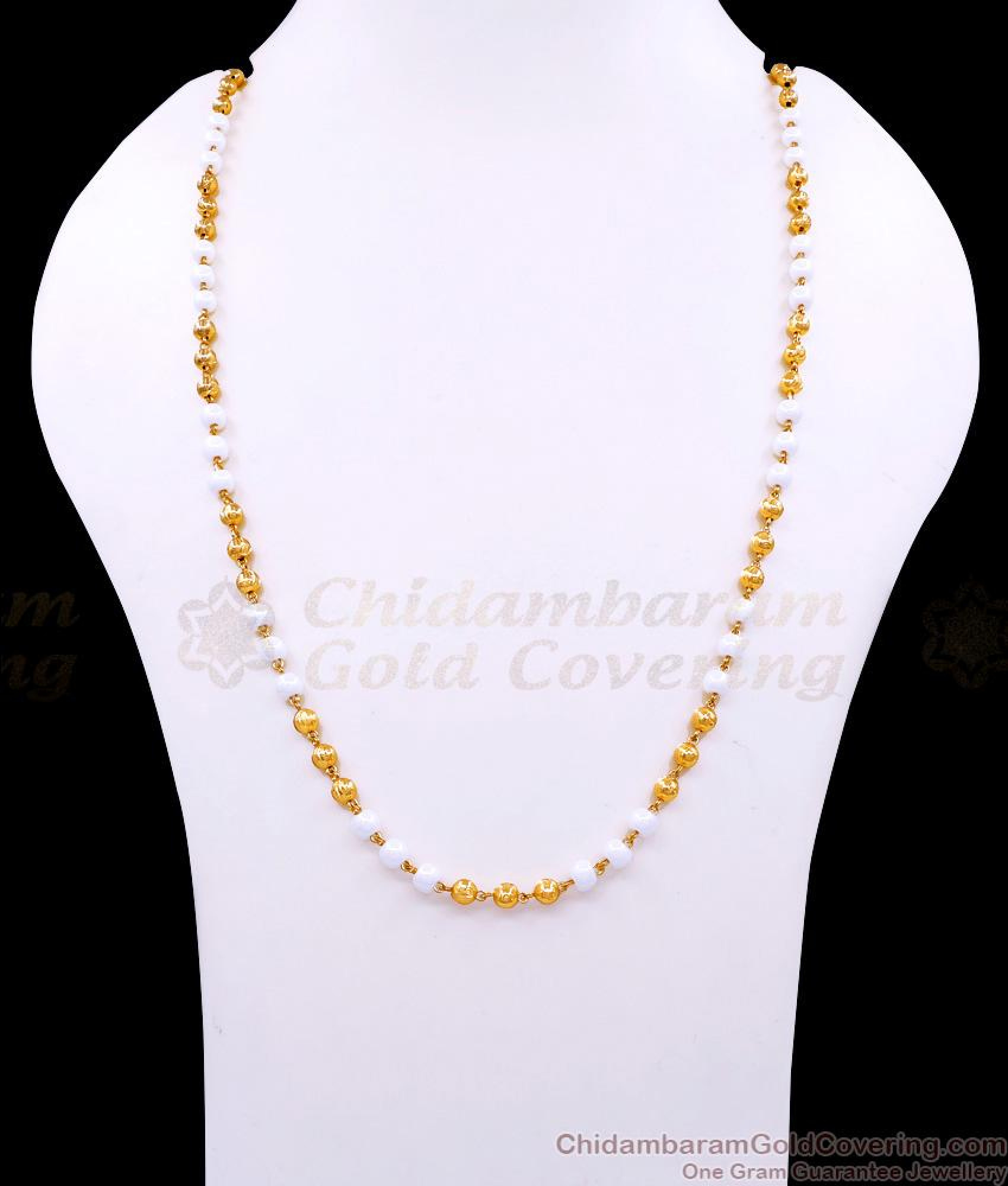 CKMN242 Classic Pearl Design Gold Imitation Milagu Mani Chain For Women